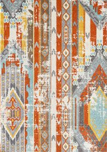 l’baiet ava multicolor orange yellow turquoise boho tribal southwestern indoor 8′ x 10′ area rug