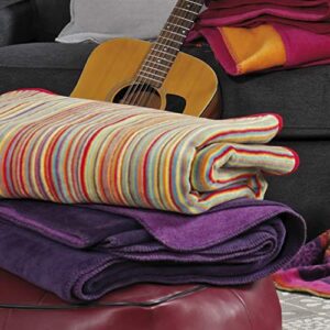 IBENA Colorful Sunset Stripe Cotton Blend Throw Blanket