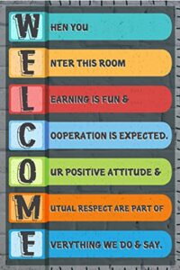 jsc142 welcome classroom poster | 18-inches by 12-inches | 100lb gloss poster paper