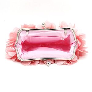 Kingluck Flower Design Satin and Silk Women Wedding Brial Clutch Bag/evening Handbags(more Colors) (pink)