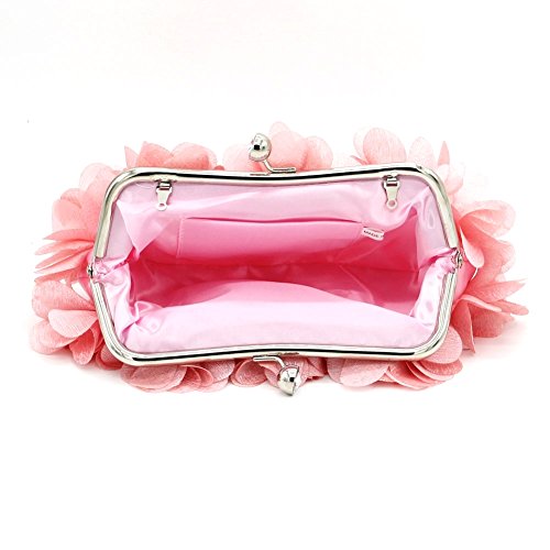 Kingluck Flower Design Satin and Silk Women Wedding Brial Clutch Bag/evening Handbags(more Colors) (pink)