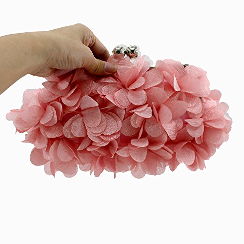 Kingluck Flower Design Satin and Silk Women Wedding Brial Clutch Bag/evening Handbags(more Colors) (pink)