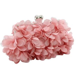 Kingluck Flower Design Satin and Silk Women Wedding Brial Clutch Bag/evening Handbags(more Colors) (pink)