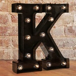 decorative led illuminated letter marquee sign – alphabet marquee letters with lights for wedding birthday party christmas night light lamp home bar decoration k, black