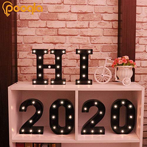 Decorative LED Illuminated Letter Marquee Sign - Alphabet Marquee Letters with Lights For Wedding Birthday Party Christmas Night Light Lamp Home Bar Decoration K, Black