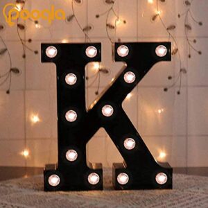 Decorative LED Illuminated Letter Marquee Sign - Alphabet Marquee Letters with Lights For Wedding Birthday Party Christmas Night Light Lamp Home Bar Decoration K, Black