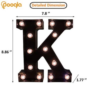 Decorative LED Illuminated Letter Marquee Sign - Alphabet Marquee Letters with Lights For Wedding Birthday Party Christmas Night Light Lamp Home Bar Decoration K, Black