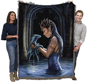 pure country weavers water dragon blanket by anne stokes age of dragons collection – gift fantasy tapestry throw woven from cotton – made in the usa (72×54)