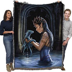 Pure Country Weavers Water Dragon Blanket by Anne Stokes Age of Dragons Collection - Gift Fantasy Tapestry Throw Woven from Cotton - Made in The USA (72x54)