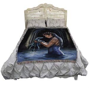 Pure Country Weavers Water Dragon Blanket by Anne Stokes Age of Dragons Collection - Gift Fantasy Tapestry Throw Woven from Cotton - Made in The USA (72x54)