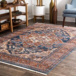 nuloom jullian vintage floral area rug, 3′ x 5′, rust