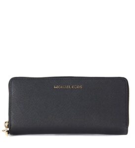 michael kors za travel continental jet set clutch wallet wristlet (signature mk mirror metallic nickel)