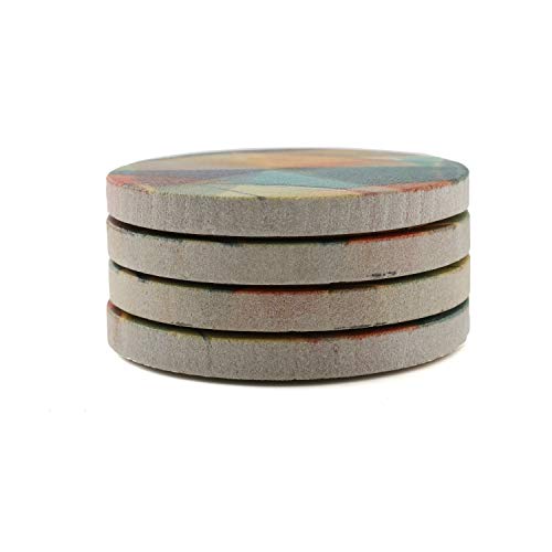 Thirstystone Drink Coasters, All Natural Stone with Non-Slip Cork Backing, Drink Absorbent & Protects Table, Home Accessories, Aura II (Set of 4),TSYZ3