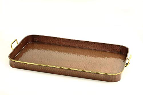 NuSteel 18 Serving Hammered Rectangular Tray Antique Charger Platter for Kitchenware, Party, Bar, Household & Outdoor Use-Best Copper Gifts, TG-861AC