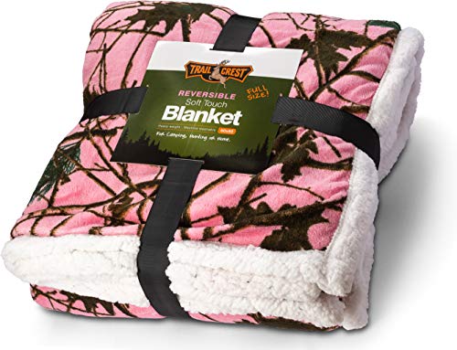 TrailCrest Soft Touch Reversible Camo Throw Blanket - 60" X 80" - Pink Camo