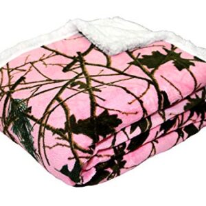 TrailCrest Soft Touch Reversible Camo Throw Blanket - 60" X 80" - Pink Camo