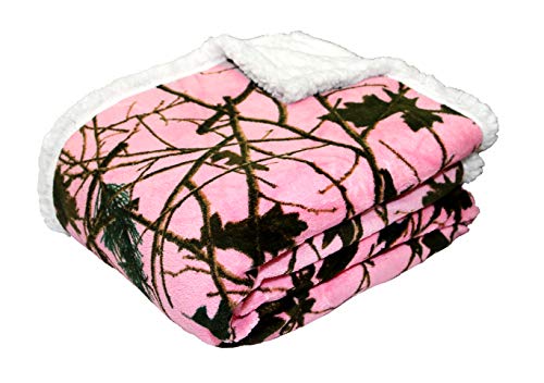 TrailCrest Soft Touch Reversible Camo Throw Blanket - 60" X 80" - Pink Camo