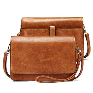 bromen crossbody bags for women small size crossbody purse wristlet wallet purse with multi card slots adjustable strap brown