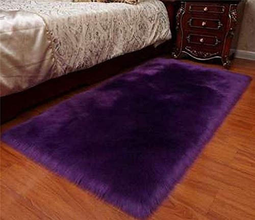 Yiyi Bridal Soft Faux Fur Sheepskin Rug Fake Fleece Chair Cover Seat Pad Soft Fluffy Shaggy Area Rugs for Bedroom Living Room or Nursery,Purple 2ftx3ft