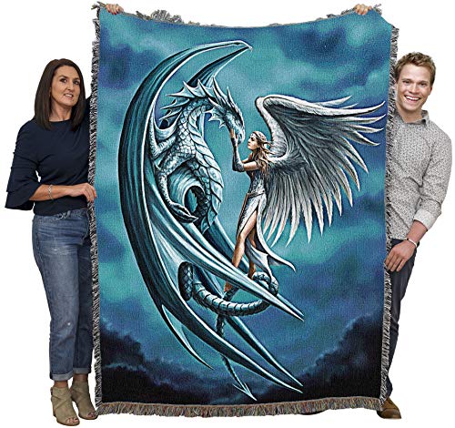 Pure Country Weavers Silverback Dragon with Angel Blanket by Anne Stokes Age of Dragons Collection - Gift Fantasy Tapestry Throw Woven from Cotton - Made in The USA (72x54)