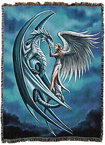 Pure Country Weavers Silverback Dragon with Angel Blanket by Anne Stokes Age of Dragons Collection - Gift Fantasy Tapestry Throw Woven from Cotton - Made in The USA (72x54)