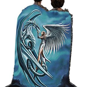 Pure Country Weavers Silverback Dragon with Angel Blanket by Anne Stokes Age of Dragons Collection - Gift Fantasy Tapestry Throw Woven from Cotton - Made in The USA (72x54)