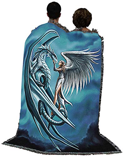 Pure Country Weavers Silverback Dragon with Angel Blanket by Anne Stokes Age of Dragons Collection - Gift Fantasy Tapestry Throw Woven from Cotton - Made in The USA (72x54)