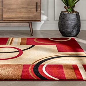 Well Woven Barclay Arcs & Shapes Red Modern Geometric Area Rug 5'3" X 7'3"