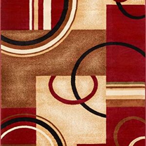 Well Woven Barclay Arcs & Shapes Red Modern Geometric Area Rug 5'3" X 7'3"