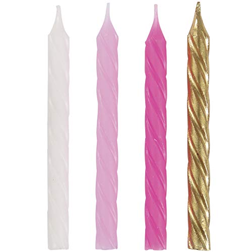 Spiral Party Candles - 2.5" | Pink, White & Gold | 24 Pcs