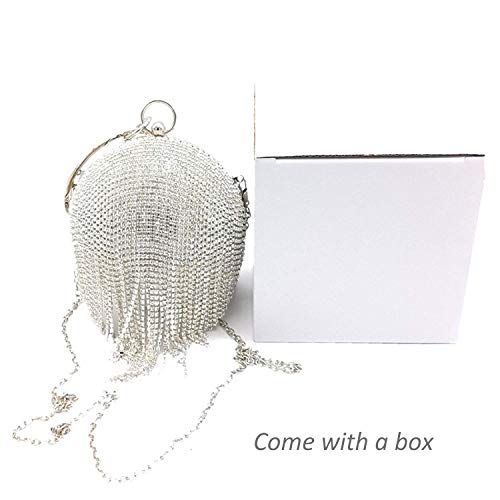 Lanpet Women Round Ball Crystal Evening Clutch Purse Tassel Wedding Party Handbags