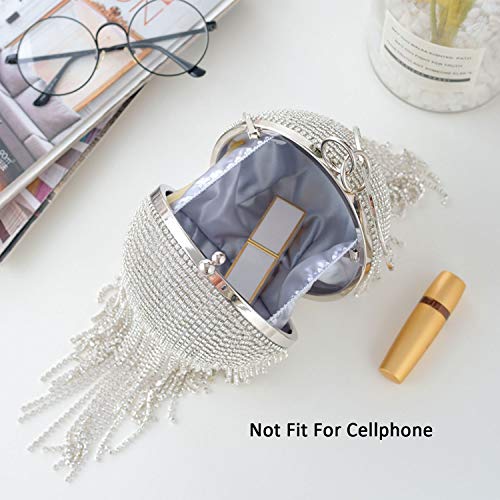 Lanpet Women Round Ball Crystal Evening Clutch Purse Tassel Wedding Party Handbags