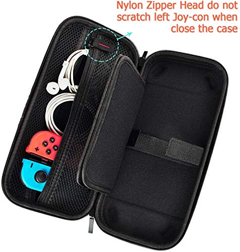 Deruitu Switch Carrying Case Compatible with Nintendo Switch/Switch OLED - Fit AC Charger Adapter - with 20 Game Cartridges Hard Shell Travel Switch Pouch for Console & Accessories