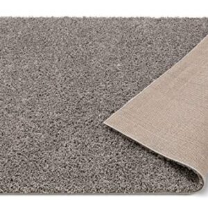 Well Woven Madison Shag Plain Grey Modern Solid Area Rug 5' x 7'2''