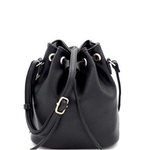 casual soft pu leather drawstring small 2 way bucket shoulder bag crossbody