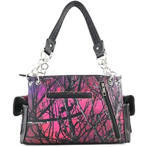 Zelris Camouflage Shine Glow Cross Wings Women Conceal Carry Handbag with Wallet (Purple)