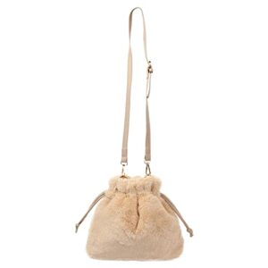 heidi women faux fur bucket shoulder bag drawstring crossbody bag satchel purse