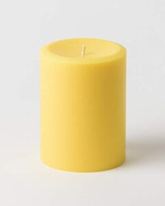 3″ x 4″ hand poured solid color unscented pillar candles set of 3 (yellow)