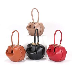 Mn&Sue Fashion Designer Women's Genuine Leather Top Handle Handbag Evening Bag Party Prom Wedding Purse (Normal, Black)