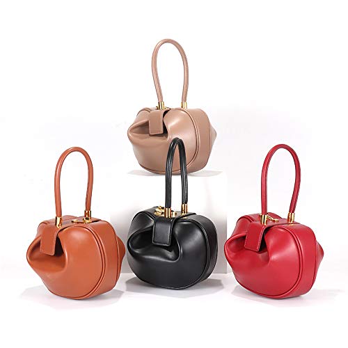 Mn&Sue Fashion Designer Women's Genuine Leather Top Handle Handbag Evening Bag Party Prom Wedding Purse (Normal, Black)