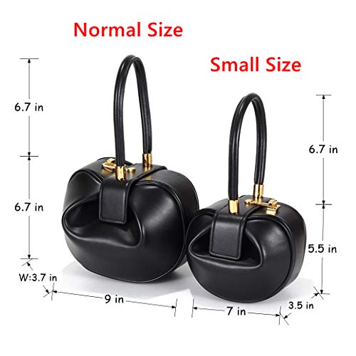 Mn&Sue Fashion Designer Women's Genuine Leather Top Handle Handbag Evening Bag Party Prom Wedding Purse (Normal, Black)