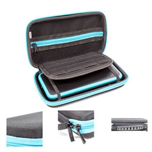 2DS XL Case, Orzly Carry Case for New Nintendo 2DS XL - Protective Hard Shell Portable Travel Case Pouch for New 2DS XL Console with Slots for Games & Zip Pocket - Blue on Black