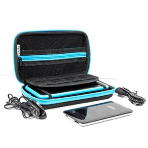 2DS XL Case, Orzly Carry Case for New Nintendo 2DS XL - Protective Hard Shell Portable Travel Case Pouch for New 2DS XL Console with Slots for Games & Zip Pocket - Blue on Black