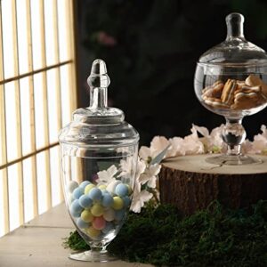 TABLECLOTHSFACTORY 3 Pack | Clear Glass Apothecary Jars Candy Buffet Containers with Lids For Wedding Party Favor Decor - 9"/10"/11"