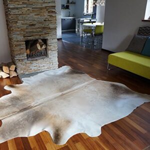 ecowhides Grey Palomino Brazilian Cowhide Area Rug, Cowskin Leather Hide for Home Living Room (XXL) 8 x 7 ft