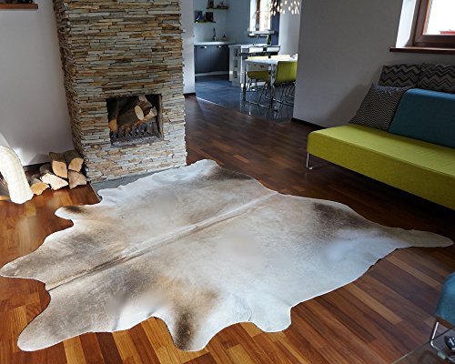 ecowhides Grey Palomino Brazilian Cowhide Area Rug, Cowskin Leather Hide for Home Living Room (XXL) 8 x 7 ft