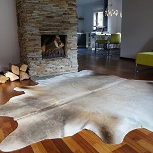 ecowhides Grey Palomino Brazilian Cowhide Area Rug, Cowskin Leather Hide for Home Living Room (XXL) 8 x 7 ft