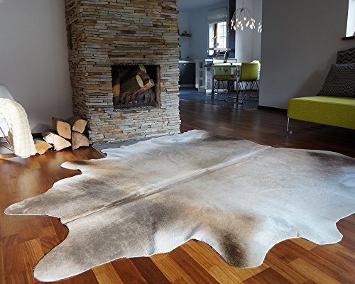 ecowhides Grey Palomino Brazilian Cowhide Area Rug, Cowskin Leather Hide for Home Living Room (XXL) 8 x 7 ft