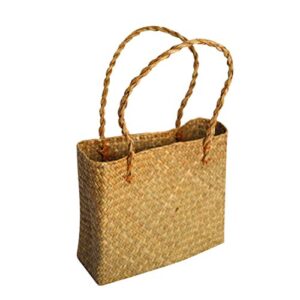 FENICAL Women Summer Straw Bag Casual Rattan Woven Beach Bag Large Capacity Tote Handmade Women Shoulder Bag