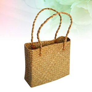 FENICAL Women Summer Straw Bag Casual Rattan Woven Beach Bag Large Capacity Tote Handmade Women Shoulder Bag